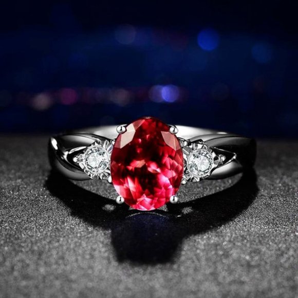 Jewelry | 925 Sterling Silver And Red Tanzanite Ladies Ring Size 4 ...